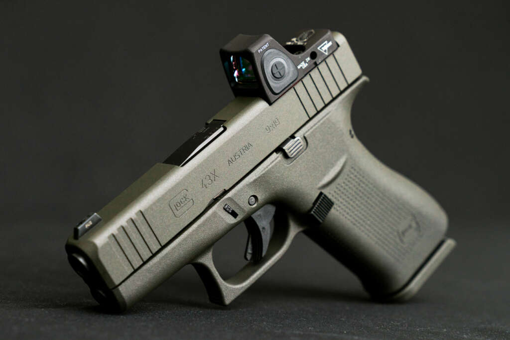 Glock 43X OD Gunmetal w/ Trijicon RMR CC 3.25 MOA – Dovetail Delete ...
