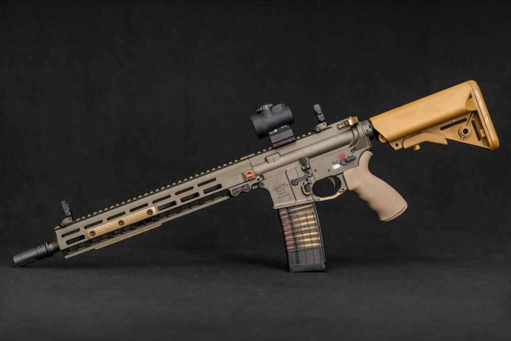 LMT MARS-L & Geissele – 5.56 NATO – OD Gunmetal & FDE – 14.7″ Pinned ...